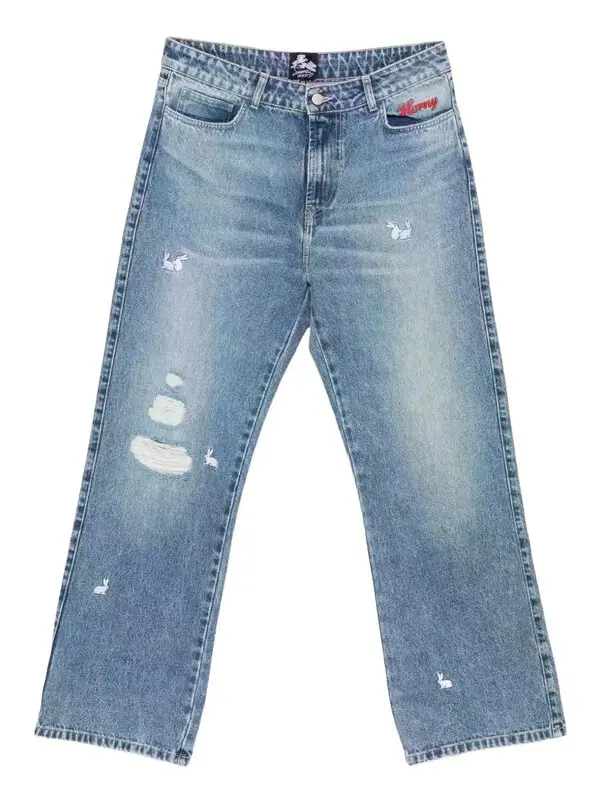 CARNE BOLLENTE Distressed Embroidered Jeans - Blue
