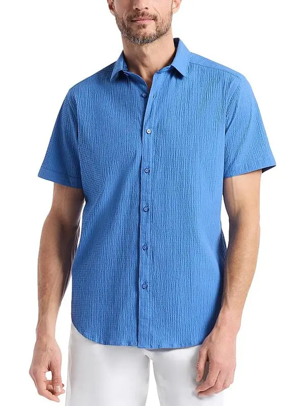 Robert Graham Thresher Short Sleeve Woven Shirt - Blue