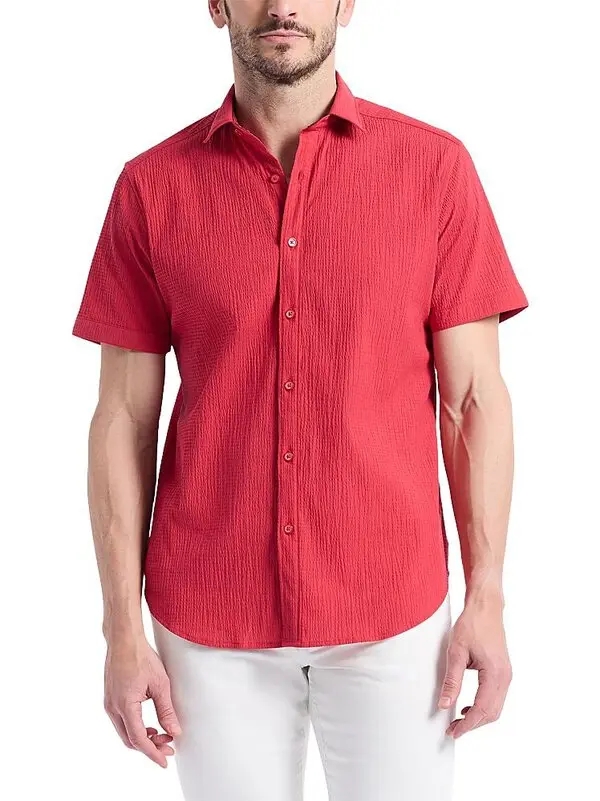 Robert Graham Thresher Short Sleeve Woven Shirt - Red