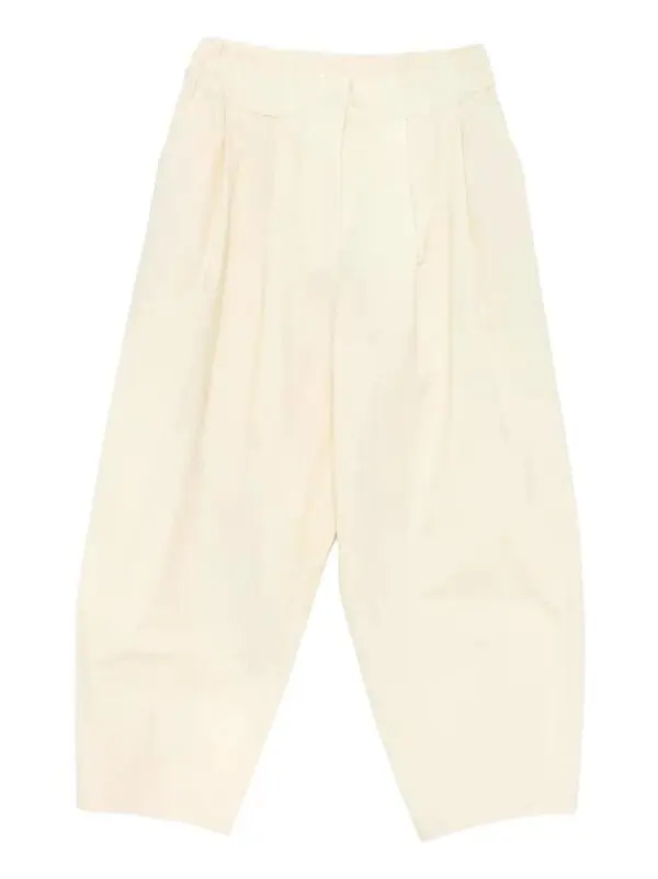 PSOPHIA Pleated Cotton Trousers - Neutrals