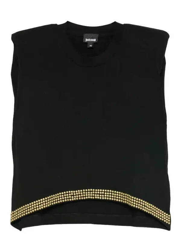 Just Cavalli Stud-embellished Padded Shoulder T-shirt - Black