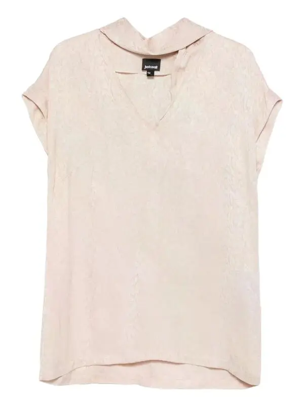 Just Cavalli Snake-print Scarf Detail Blouse - Neutrals