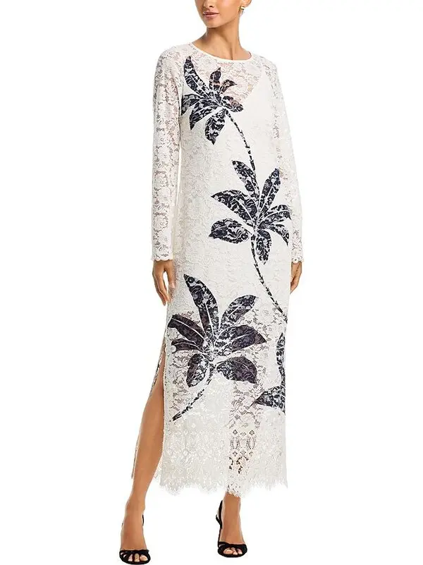 Kobi Halperin Long Sleeve Lace Maxi Dress - Ivory Multi