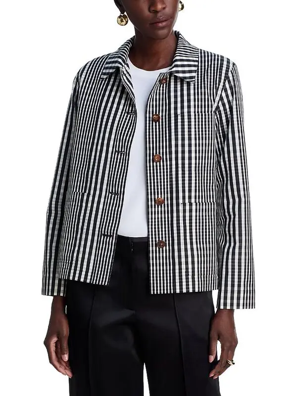 Lafayette 148 New York Printed Shirt Jacket - Black Multi