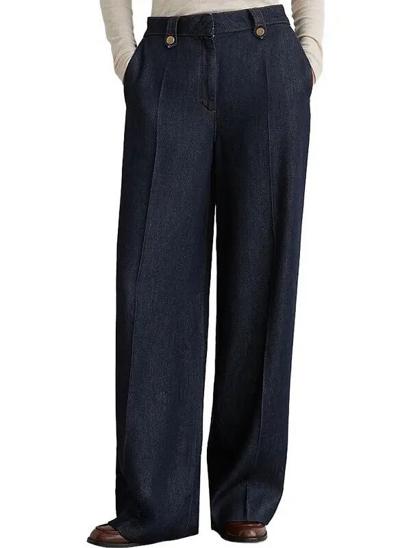 REISS Kaia Wide-leg Pants - Indigo