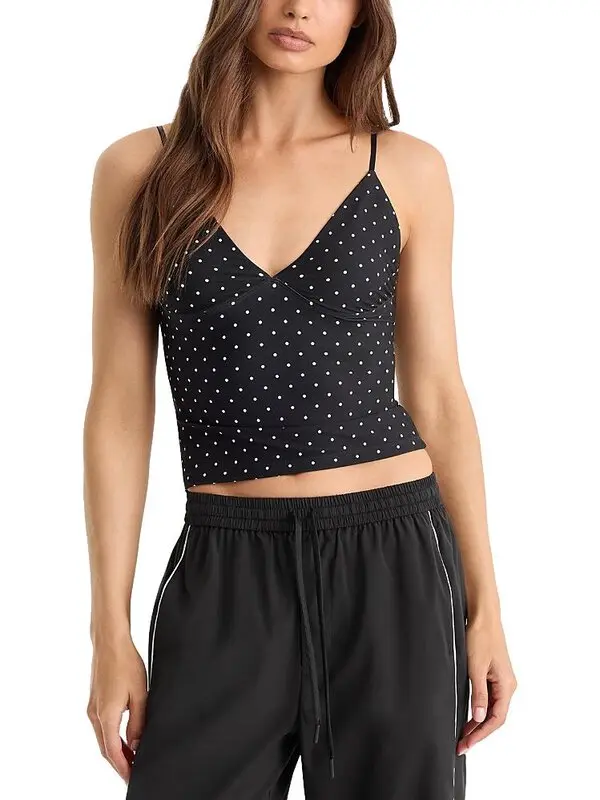 Good American The Weightless Sculpting Modern Tank With Polka Dots - Multi Black Dot