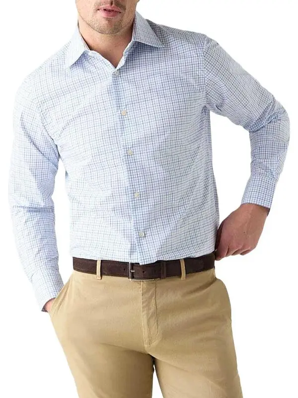 Robert Talbott Madison Check Light Weight Poplin Shirt In Contemporary Fit - Blue Multi