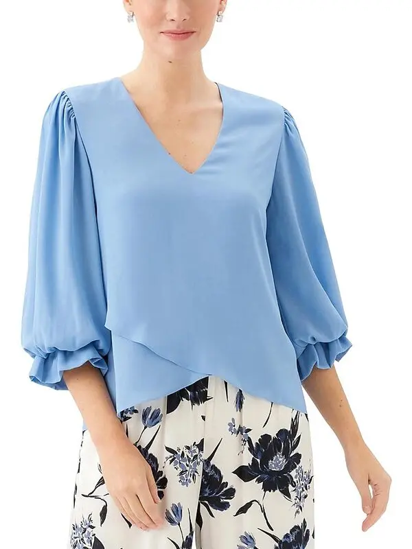 Karen Kane Crossover Hem Top - Chambray