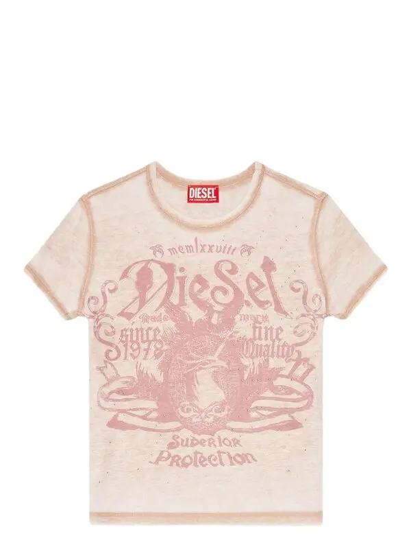 DIESEL® Cotton Blend T-shirt With Graphic Print - Pink