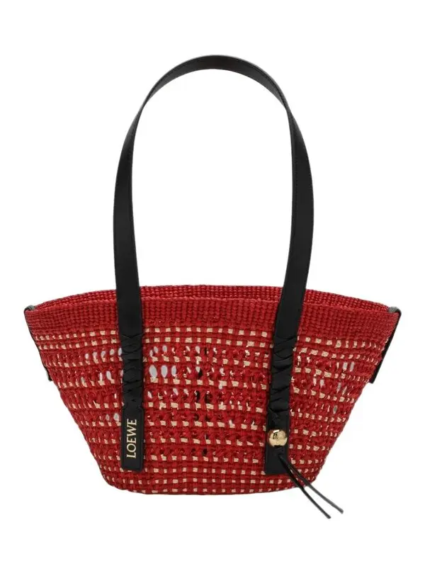 Loewe Braid Small Raffia Tote - Red