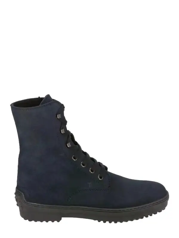 TOD'S Suede Lace-up Combat Boots - Blue