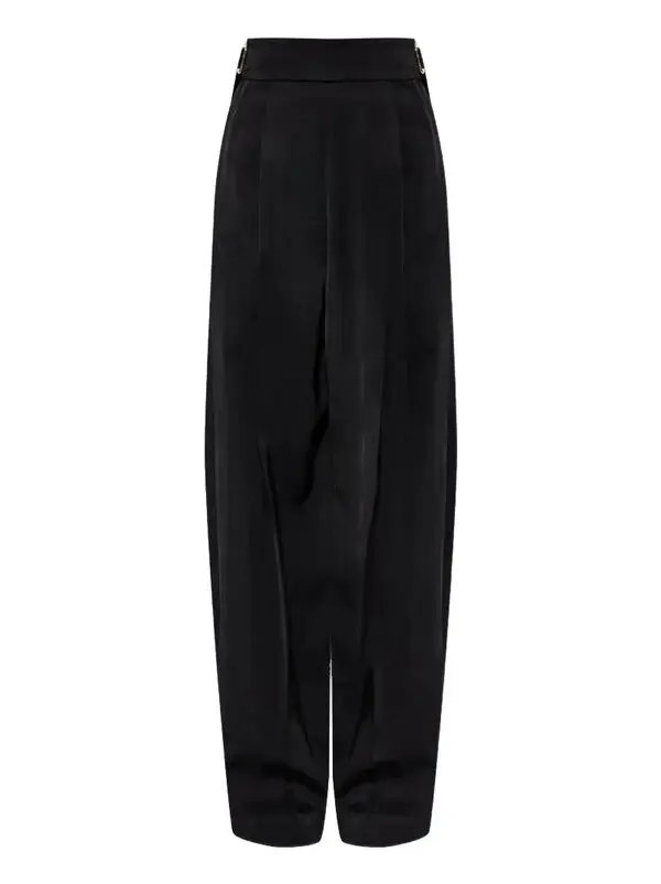 Sportmax Pleated Trousers With Buckle Detail - Black