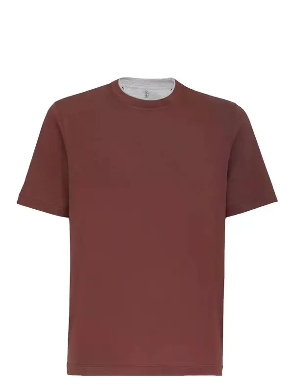 Brunello Cucinelli Cotton Jersey Crew-neck T-shirt With Faux-layering - Brown