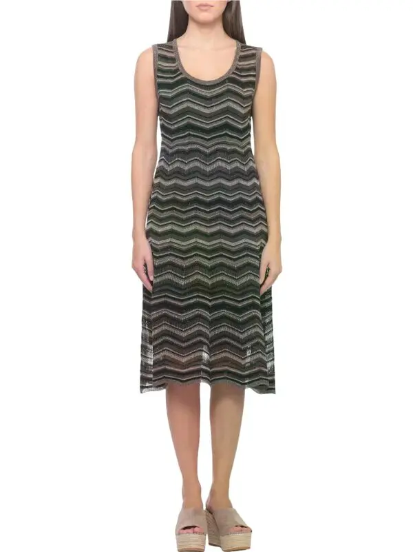 D.exterior Chevron Knit Midi Dress - Brown