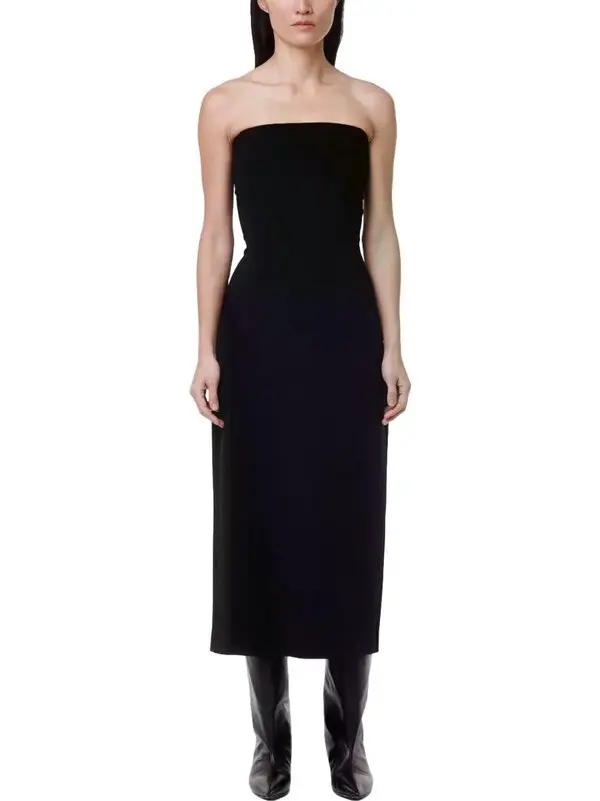 Another Tomorrow Strapless Midi Dress - Black