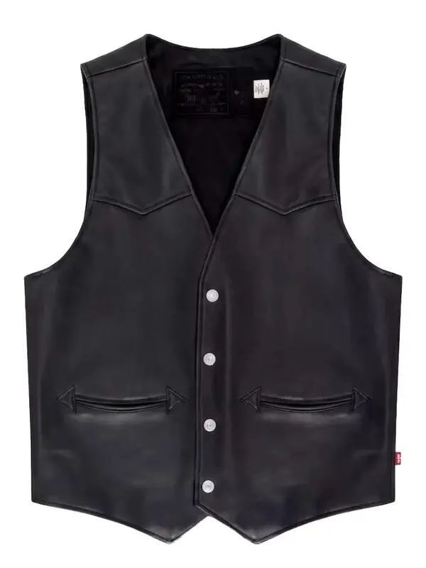 DENIM TEARS Tracy's King Tut Leather Waistcoat - Black