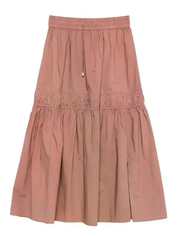 Patrizia Pepe Drawstring Waist Tiered Midi Skirt - Pink
