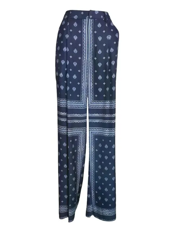 Seafarer Bandana Print Pleated Trousers - Blue