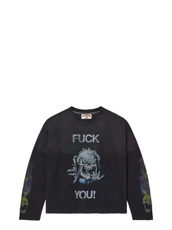 VALE FOREVER Graphic Print Crew Neck Sweatshirt - Black