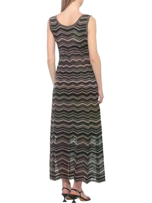 D.exterior Chevron-knit V-neck Maxi Dress - Black