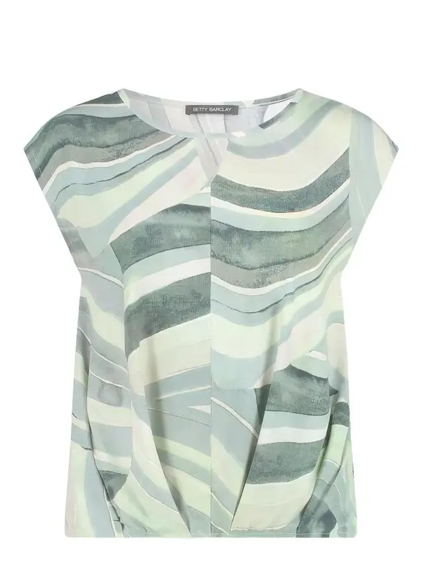 BETTY BARCLAY Abstract Print Gathered Top - Blue