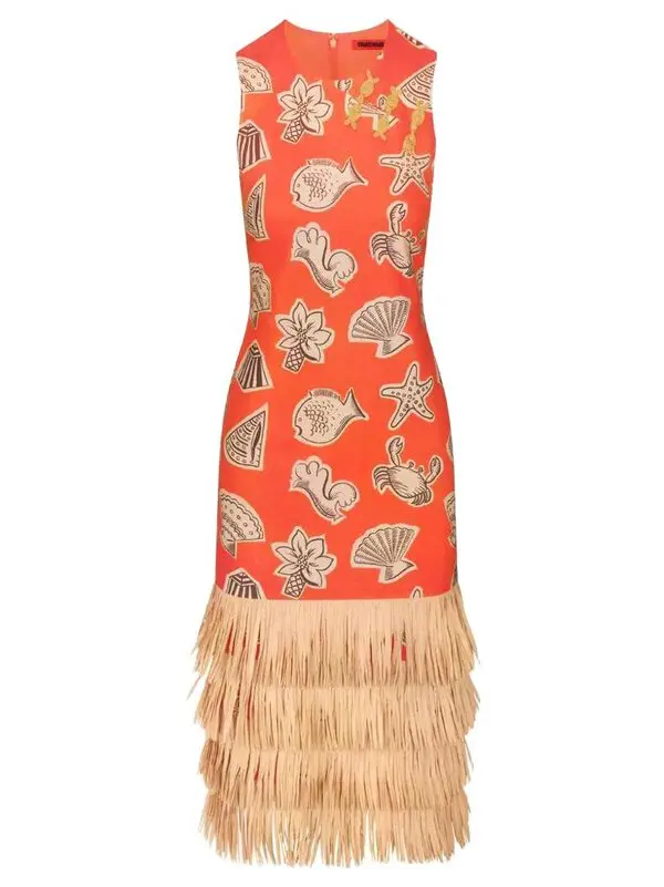 SIMONMILLER Jooni Fringed Midi Dress - Orange