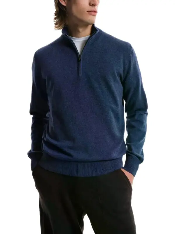 PIACENZA CASHMERE 1733 Cashmere Quarter-zip Sweatshirt - Blue