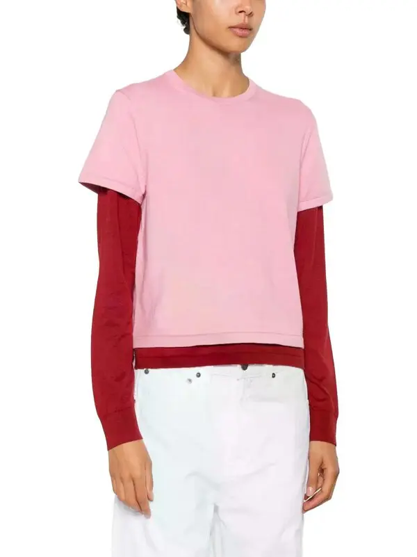Guest In Residence Layered Effect Crew Neck Sweater - Pink
