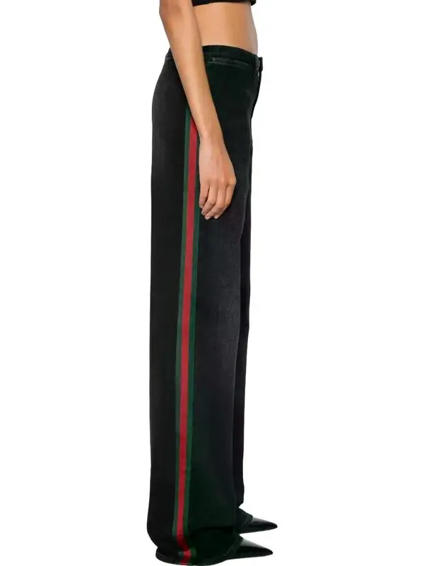 Gucci Web Stripe Wide-leg Jeans - Black