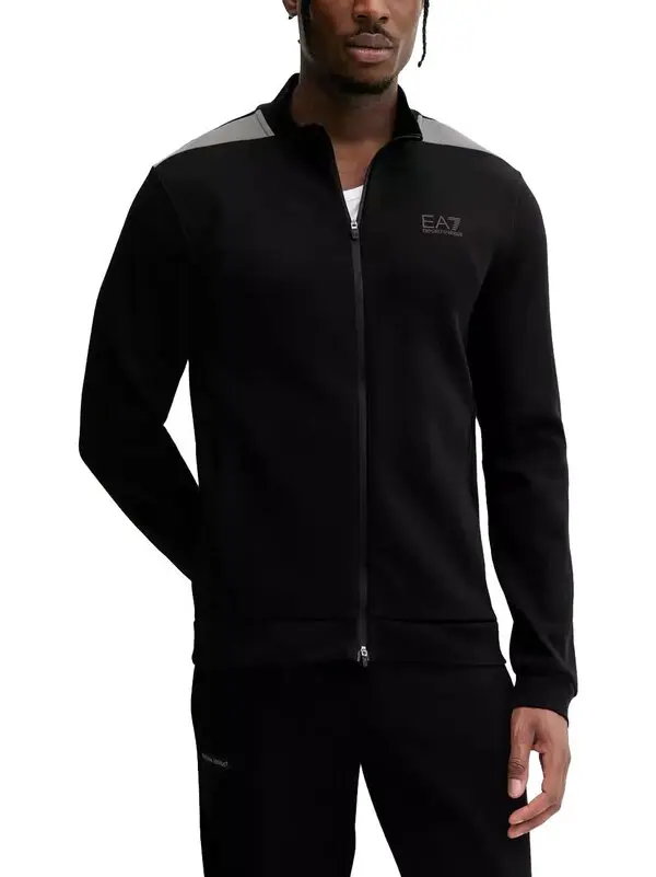 EA7 Logo-print Zip-up Sweater - Black