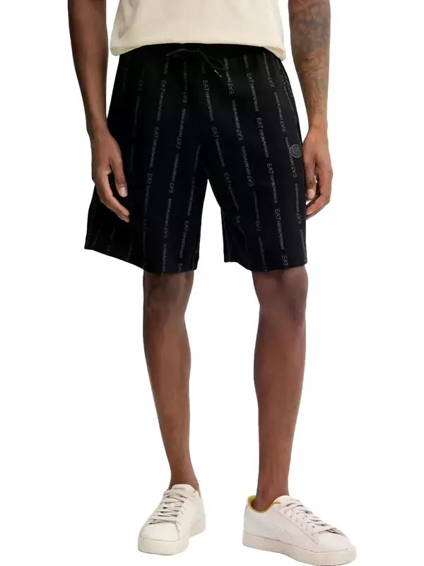 EA7 Emporio Armani Logo Print Drawstring Shorts - Black