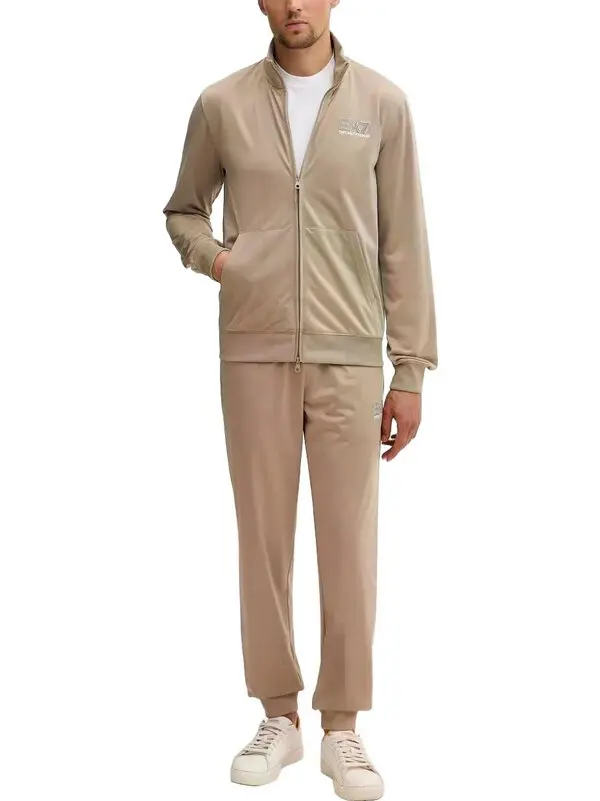 EA7 Logo-print Zip-up Sweater - Neutrals