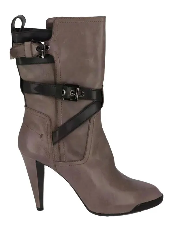 TOD'S Buckle-strap Leather Ankle Boots - Grey