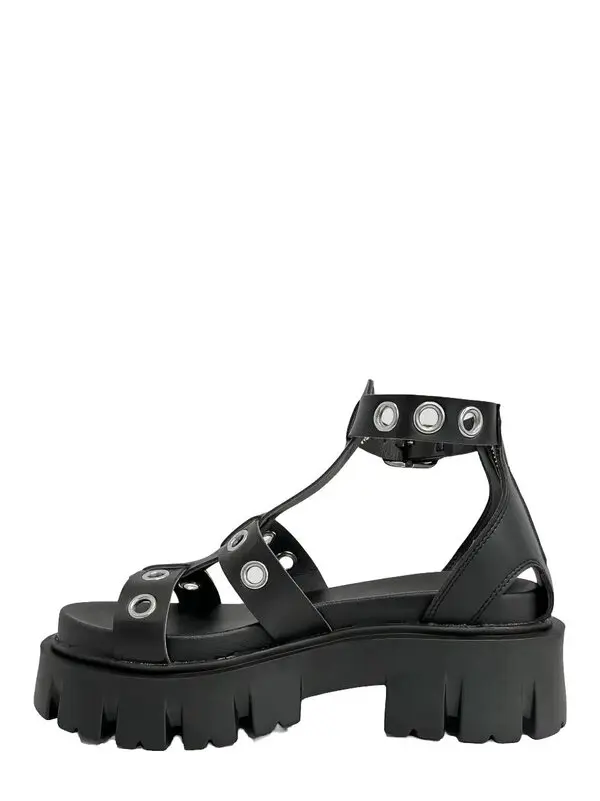 ALTERCORE Platform Sandals With Eyelet Embellishment - Black