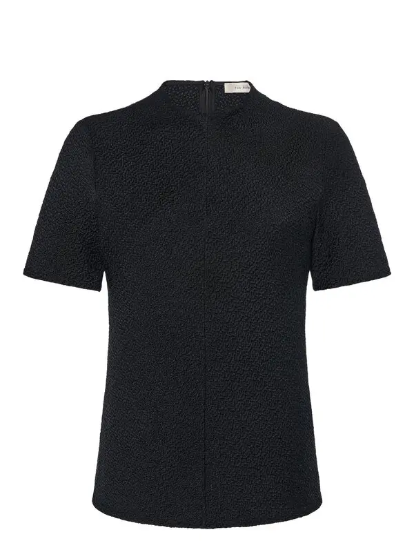 THE ROW Cala Short-sleeve Silk Cloqué Top - Black