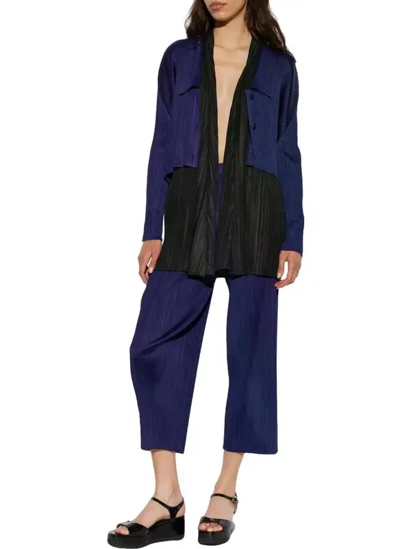 Issey Miyake Pleated Cropped Trousers - Blue