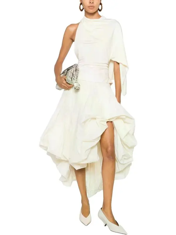 Magda Butrym Asymmetric Draped Midi Skirt - Neutrals