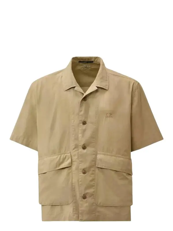 C.P. COMPANY Logo-embroidered Flap-pocket Shirt - Neutrals
