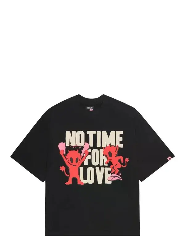 BROKEN PLANET No Time For Love" Graphic Print Cotton T-shirt - Black