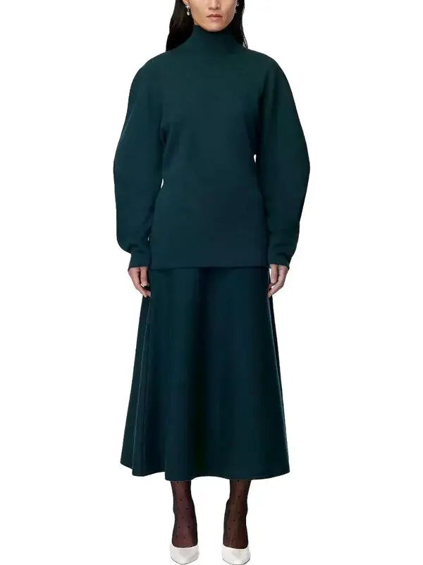 Another Tomorrow Dolman-sleeve Funnel-neck Sweater - Green