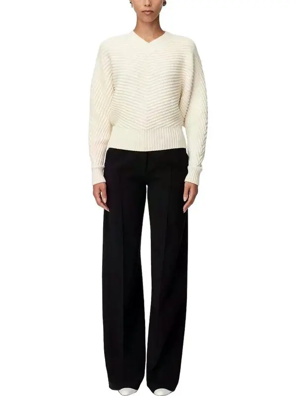Another Tomorrow Ribbed Knit Dolman Sleeve Sweater - Neutrals