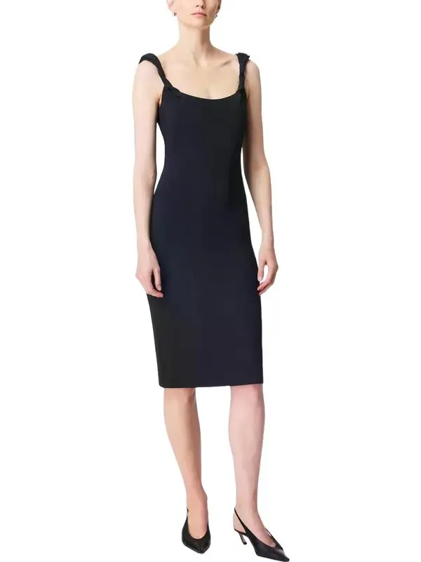 Another Tomorrow Twist-strap Midi Dress - Black