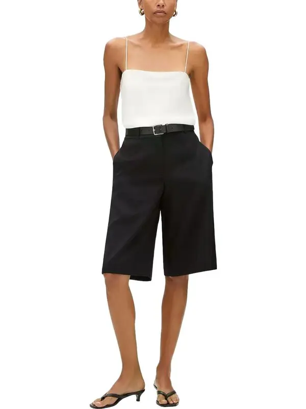 Another Tomorrow Relaxed Fit Bermuda Shorts - Black