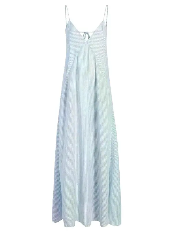 Another Tomorrow Striped Seamed Slip Dress - Blue