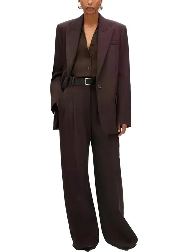 Another Tomorrow Wool Tailored Jacket - Brown