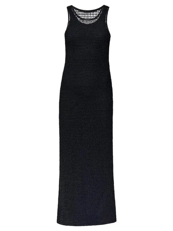 Another Tomorrow Bead-embroidered Midi Dress - Black