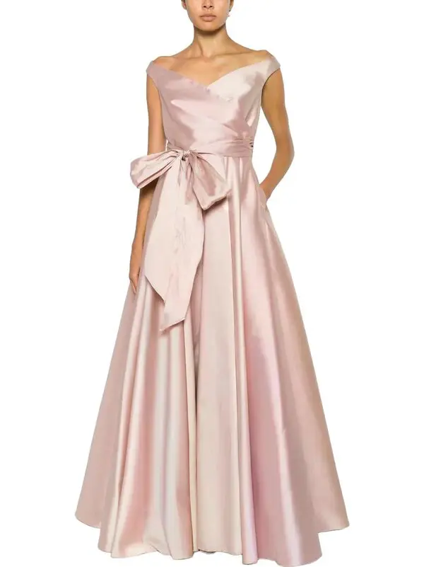ALESSANDRO LEGORA Satin Off-shoulder Maxi Dress - Pink