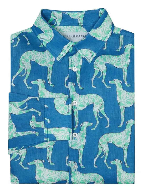 PINK HOUSE Linen Shirt Lurcher-blue - Green