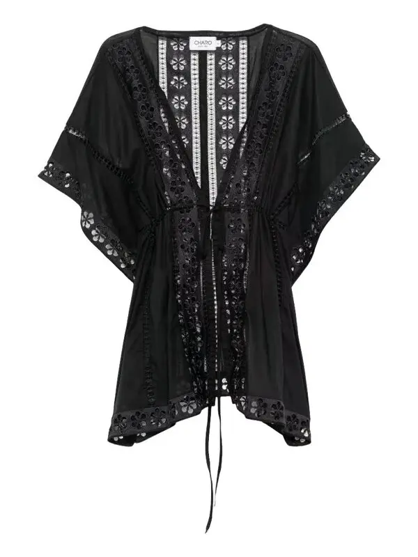 Charo Ruiz Ibiza Guipure Lace Kaftan - Black
