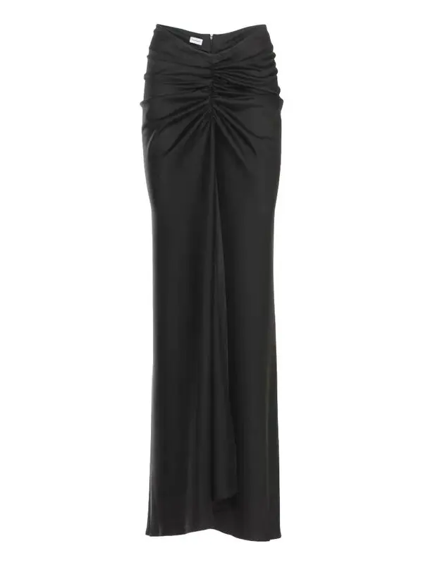 Andamane Iris Ruched Satin-finish Maxi Skirt - Black